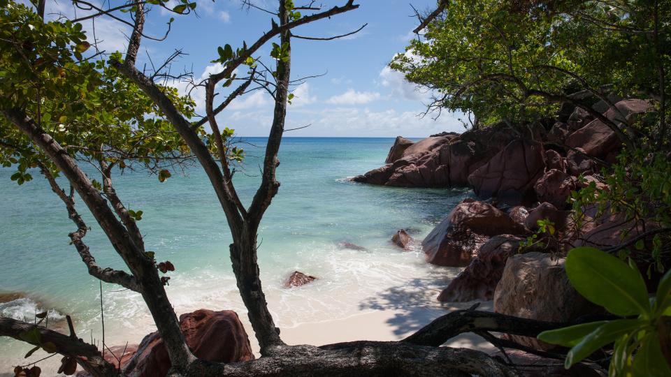 Strand "Anse Matelot" Praslin (Seychellen)